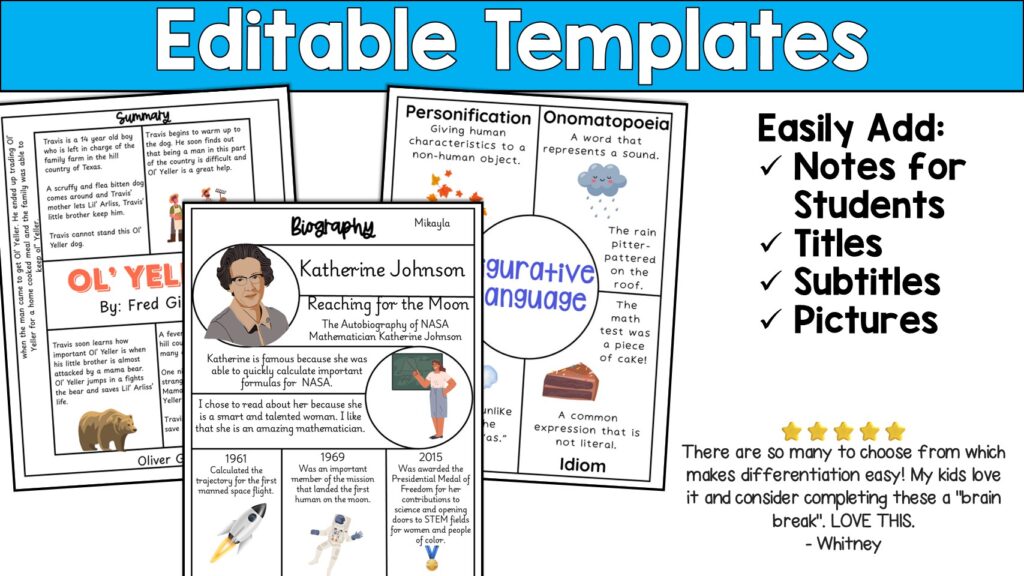One Pager Book Reports - Fun and Engaging Book Report Templates for any ...