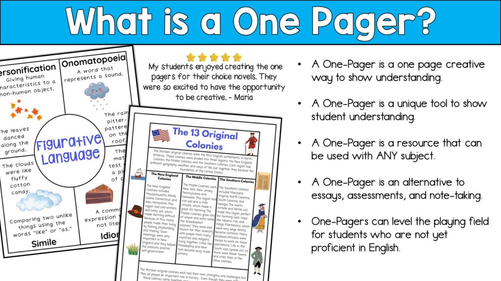 One Pager Book Reports - Fun and Engaging Book Report Templates for any ...