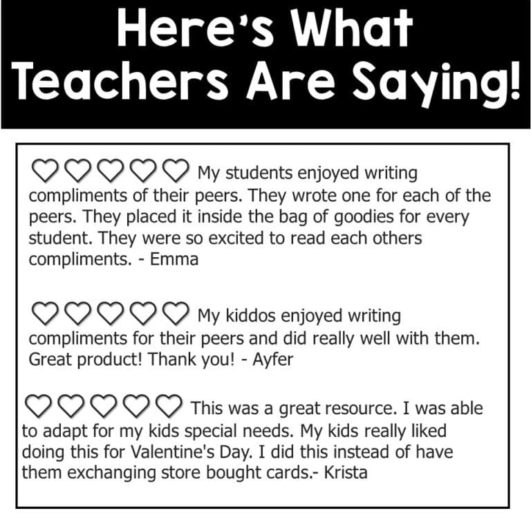 Valentine's Day Activities - Valentine's Day Compliments - Teach With Tina