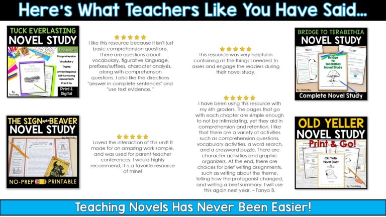 5th Grade Novel Studies - Teach With Tina