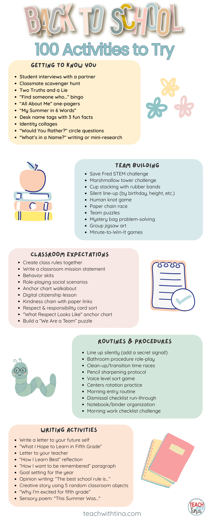 100 of the Best Back to School Activity Ideas - Teach With Tina